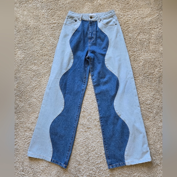 Ghanda | Jeans | Ghanda Wave Jeans Womens High Rise Wide Leg Two Tone ...